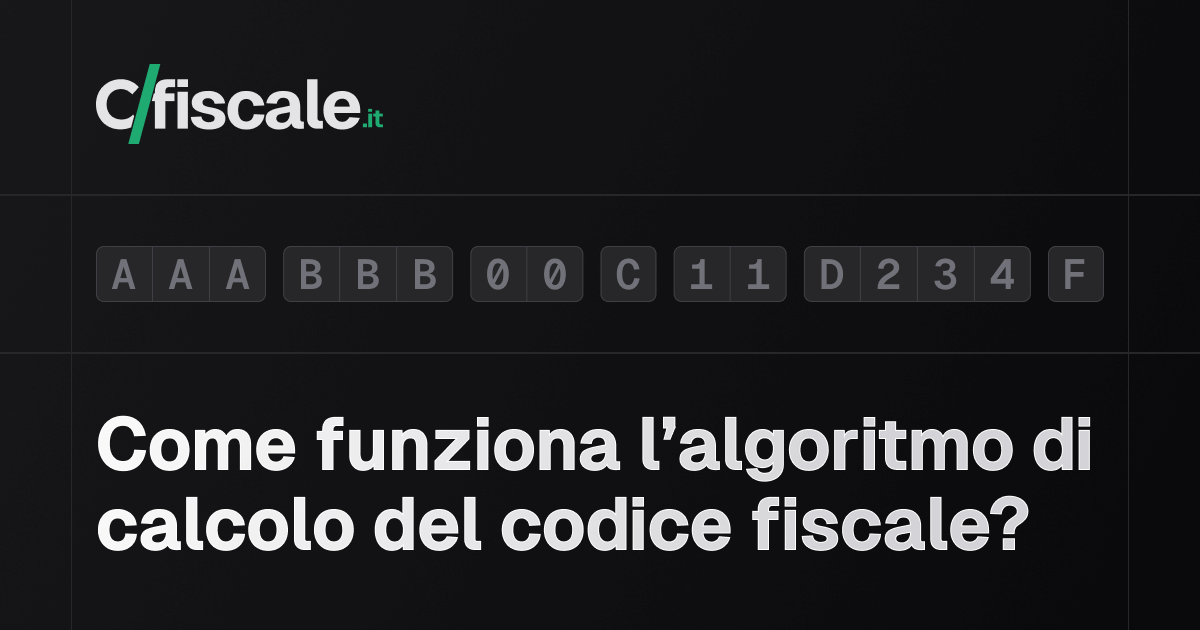 Come funziona il codice fiscale? - CFiscale.it